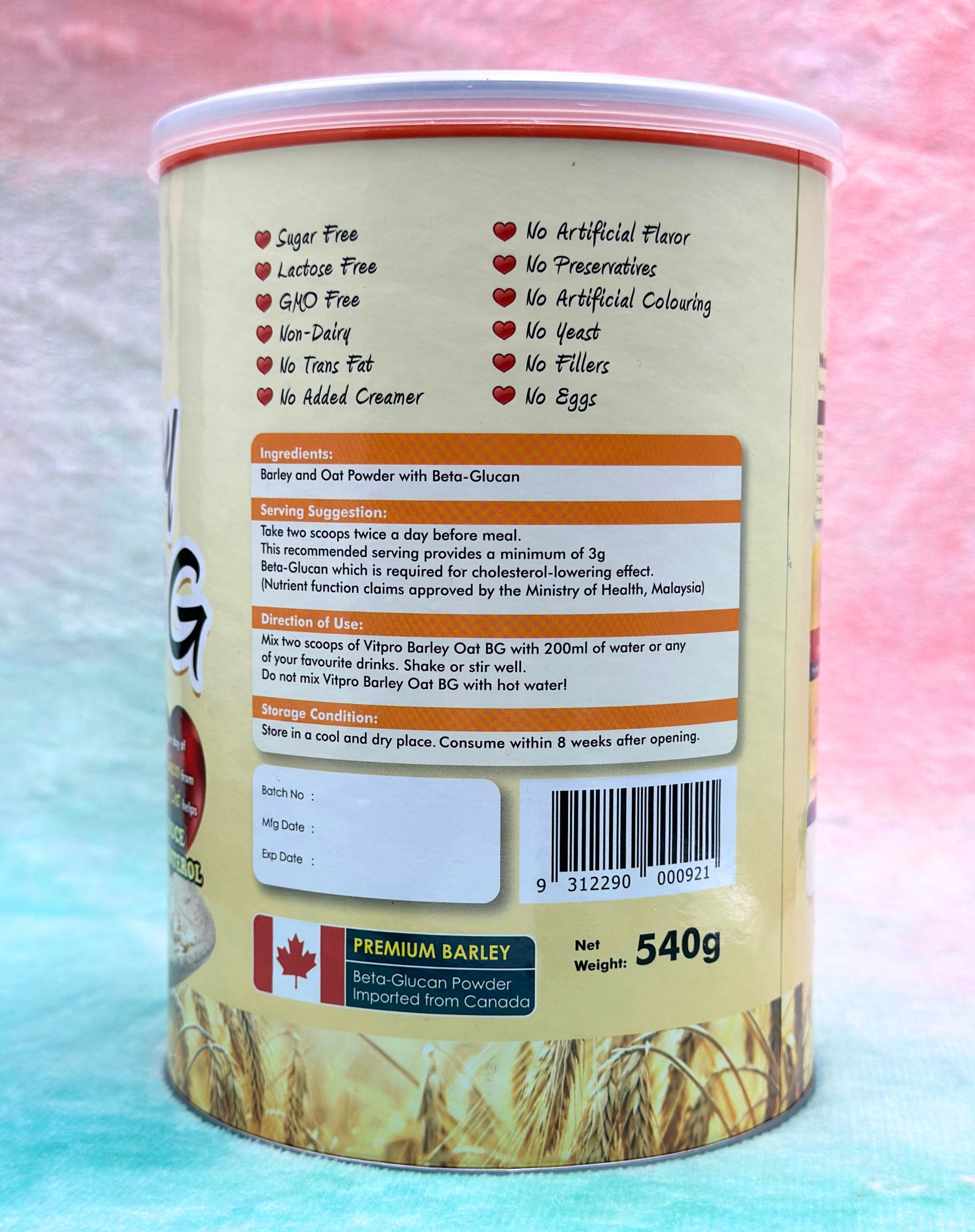 Vitpro Barley Oat BG | World Medicare Supplies Sdn Bhd